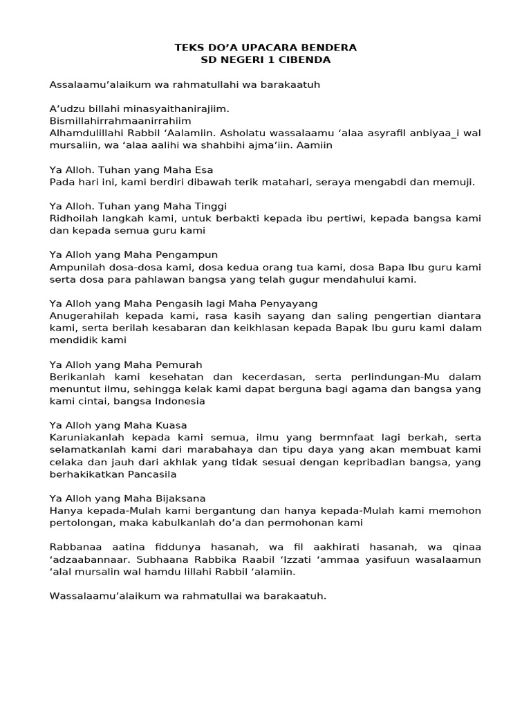 Teks Do'a Upacara Bendera | PDF