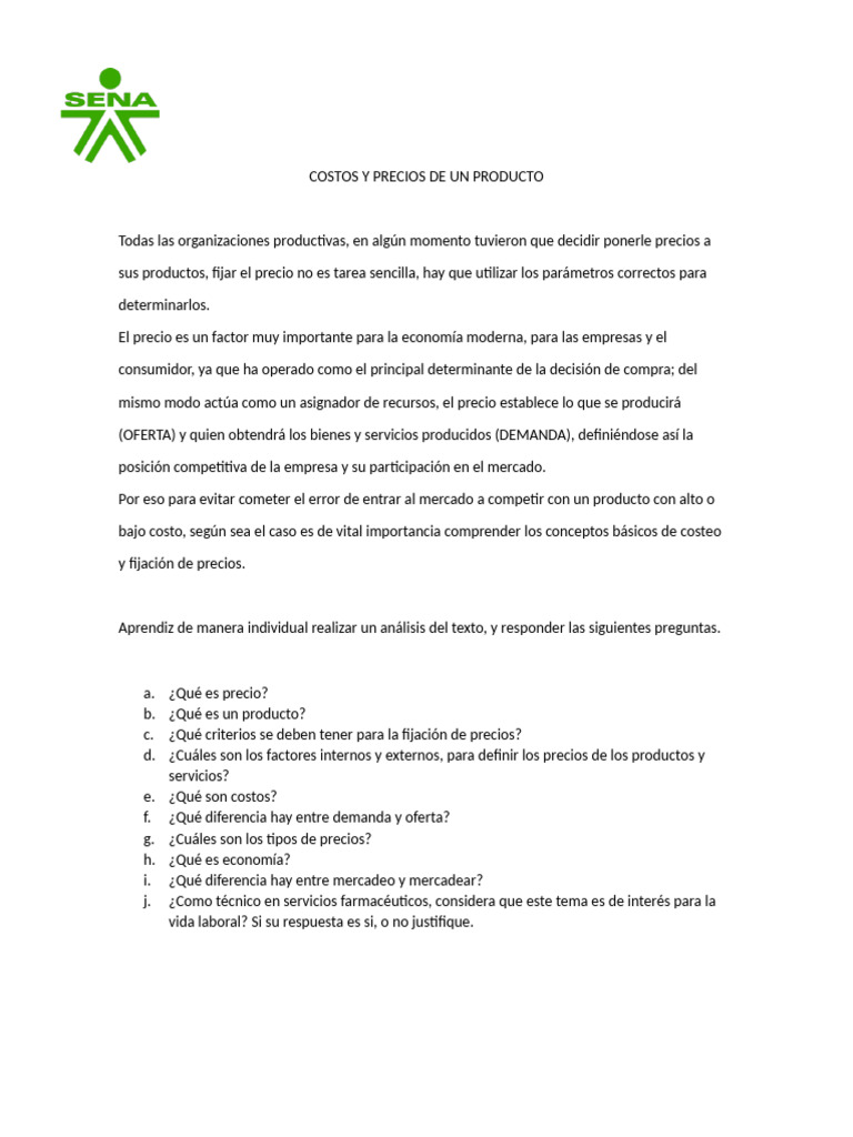 Costos y Precios de Un Producto Complementario | PDF