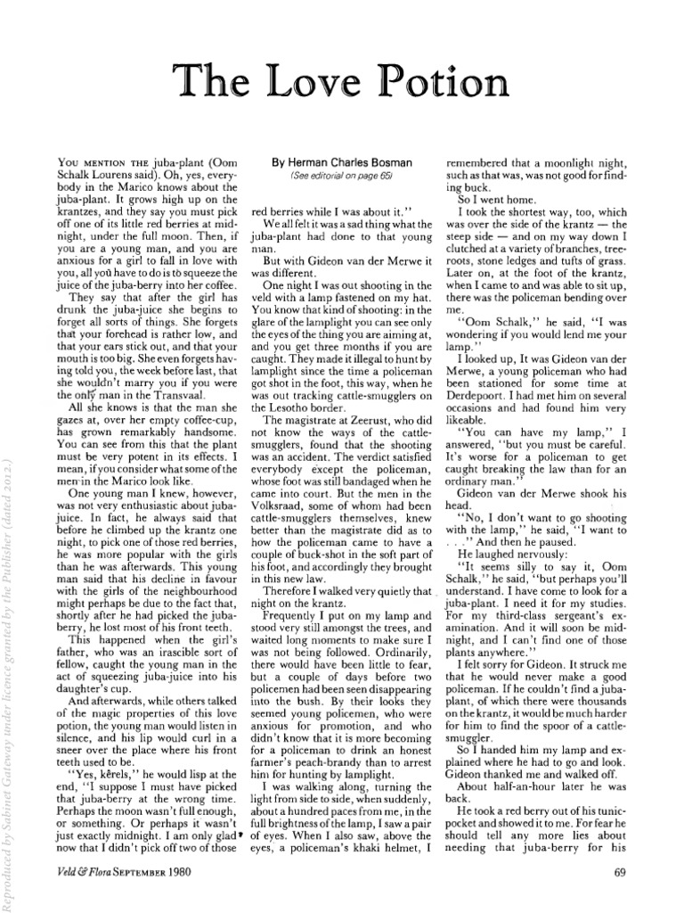 The Love Potion and the Juba Plant | PDF