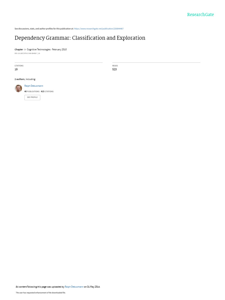 Dependency Grammar Classification and Exploration | PDF | Parsing | Grammar