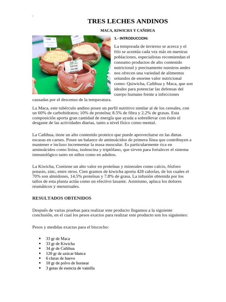 Tres Leches Andino | PDF | Cereales | Alimentos