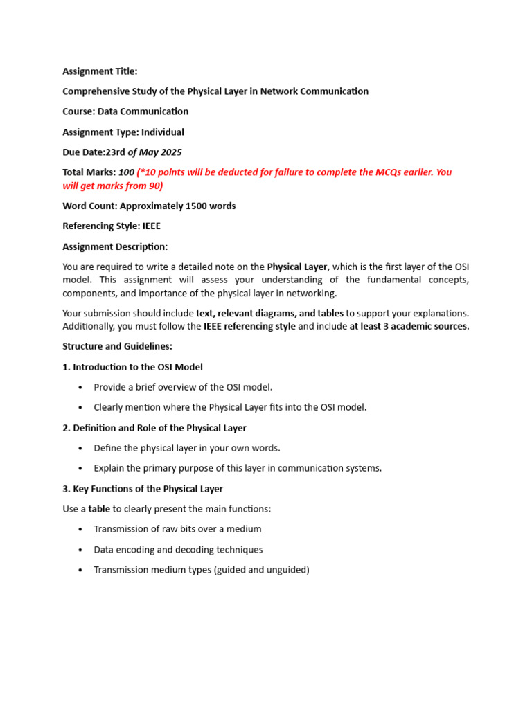 Assignment 01 For Repeat | PDF | Transmission Medium | Osi Model