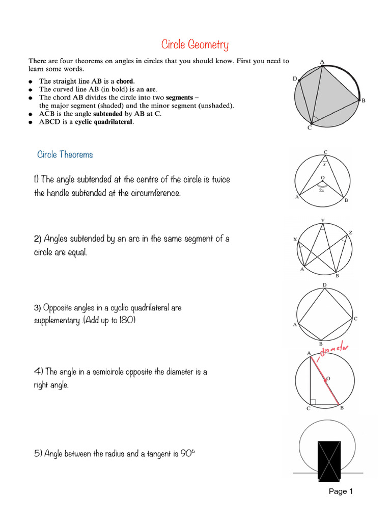 Key Circle Geometry Theorems | PDF
