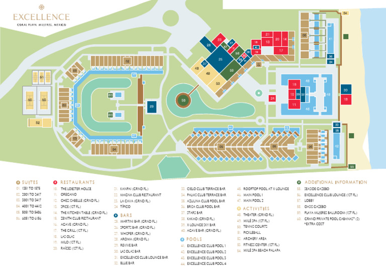 Excellence Coral Playa Mujeres Resort Map February 2025 | PDF