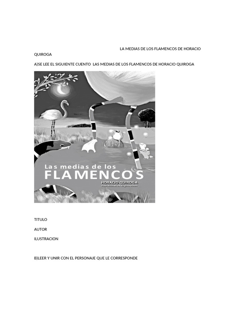 Actividades para Alfabetizar La Medias de Los Flamencos de Horacio ...