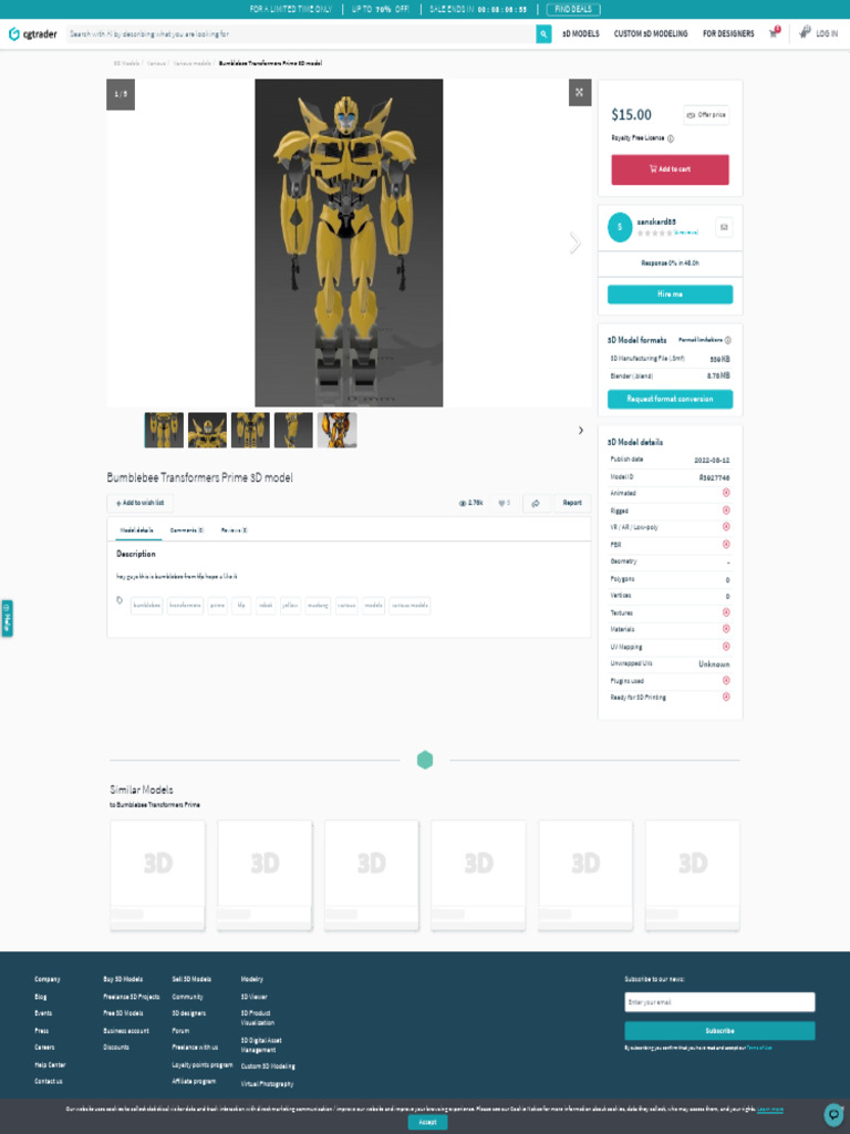 Bumblebee Transformers Prime 3D Model CGTrader | PDF | 3 D Computer ...