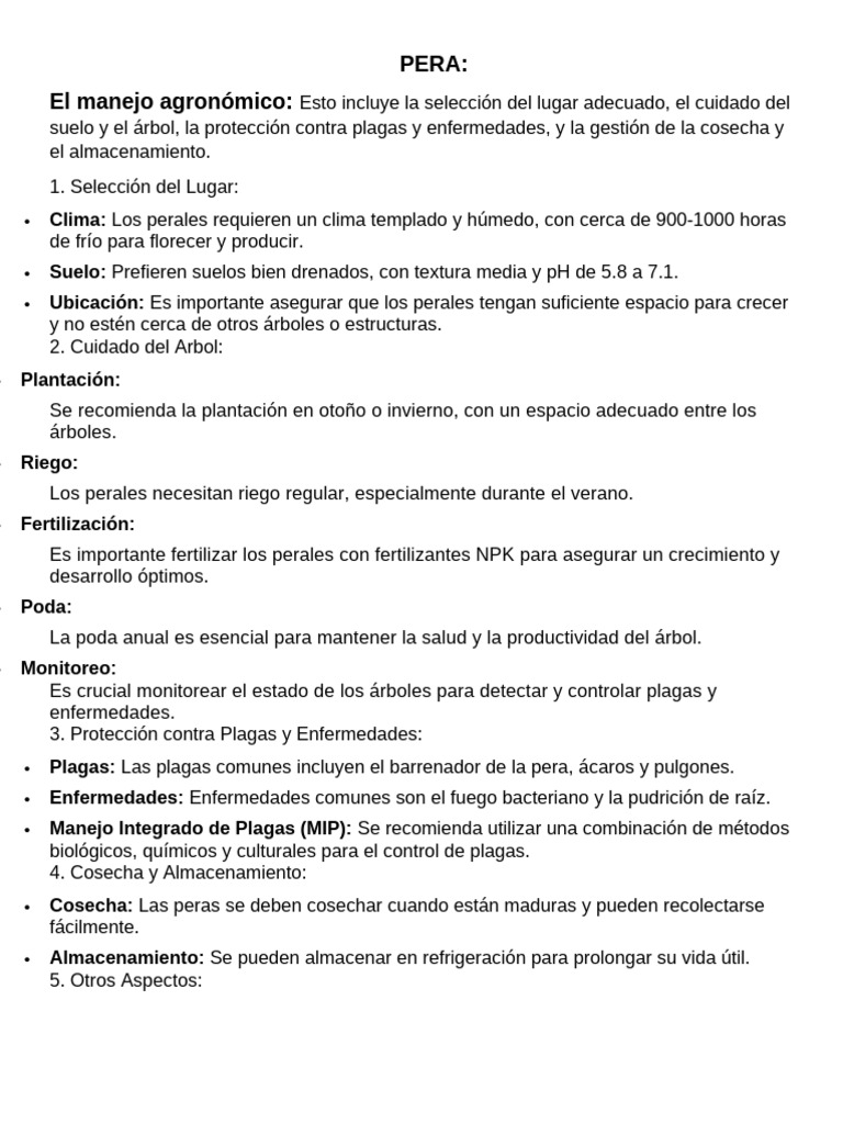Beneficios y Variedades de la Pera | PDF | Pera | Fruta