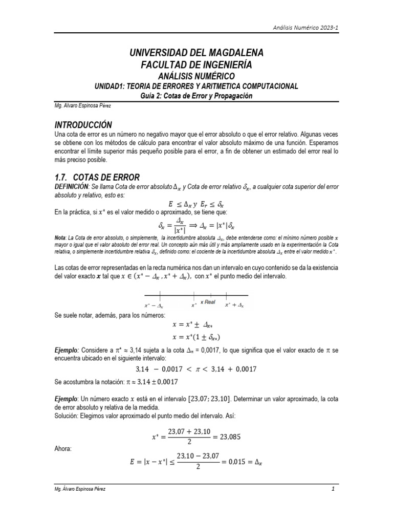 GUIA 2 Cotas de Error y Propagación | PDF | Medición | Análisis numérico