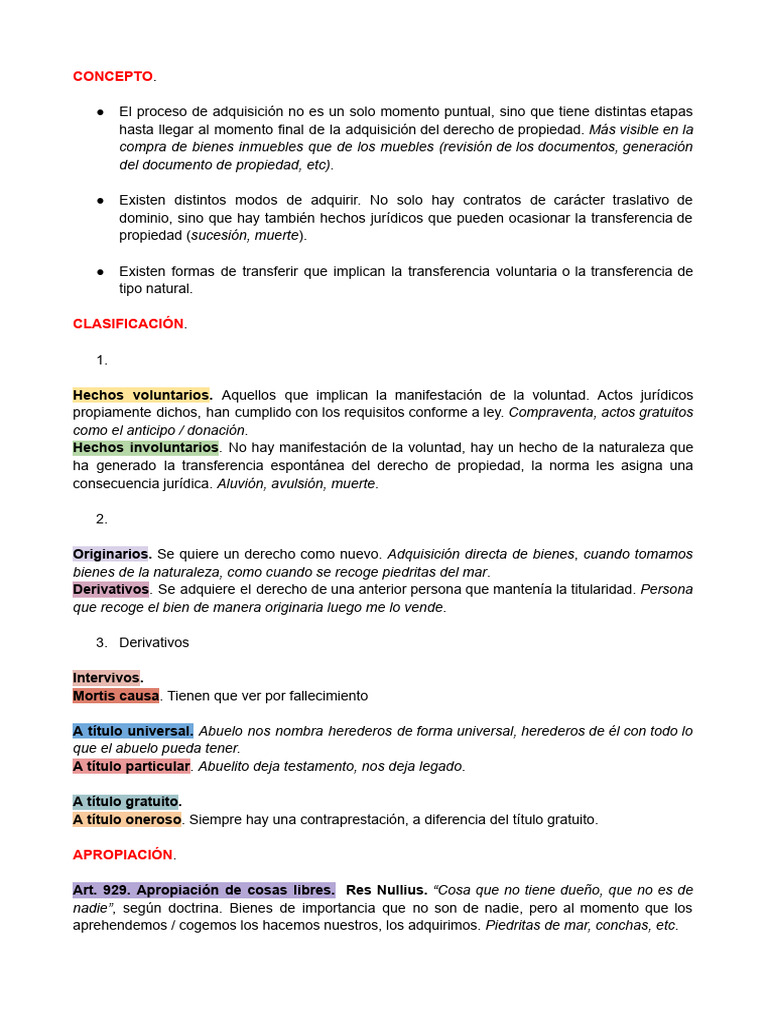 Modos de Adquirir La Propiedad | PDF | Propiedad | Donación