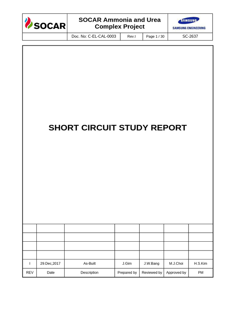 SOCAR Short Circuit Study Report | PDF | Alternating Current | Electric ...