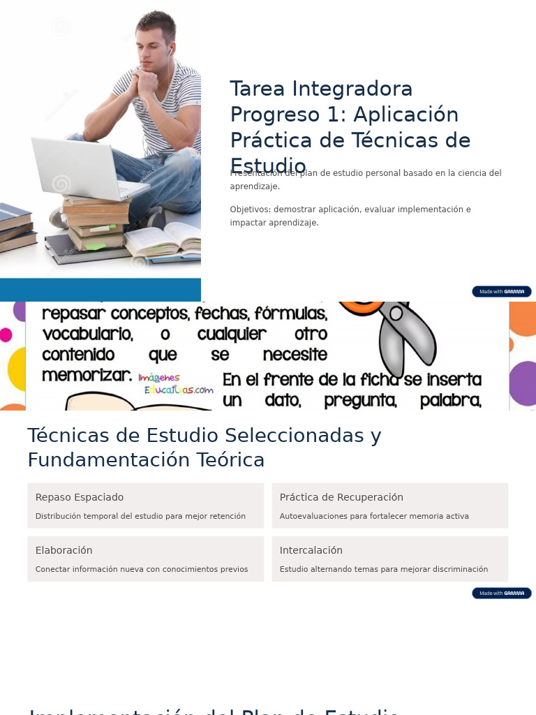 Tarea Integradora Progreso 1 Aplicacion Practica de Tecnicas de Estudio | PDF