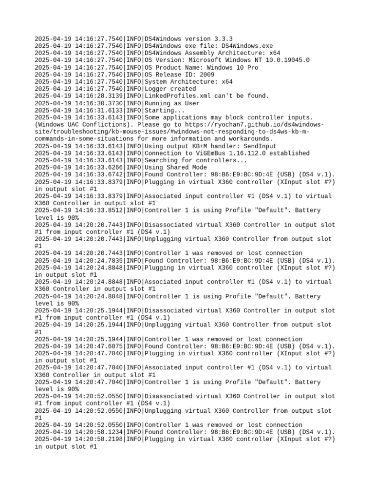 Ds4windows Log 20250419.0 | PDF | Software | Windows Nt