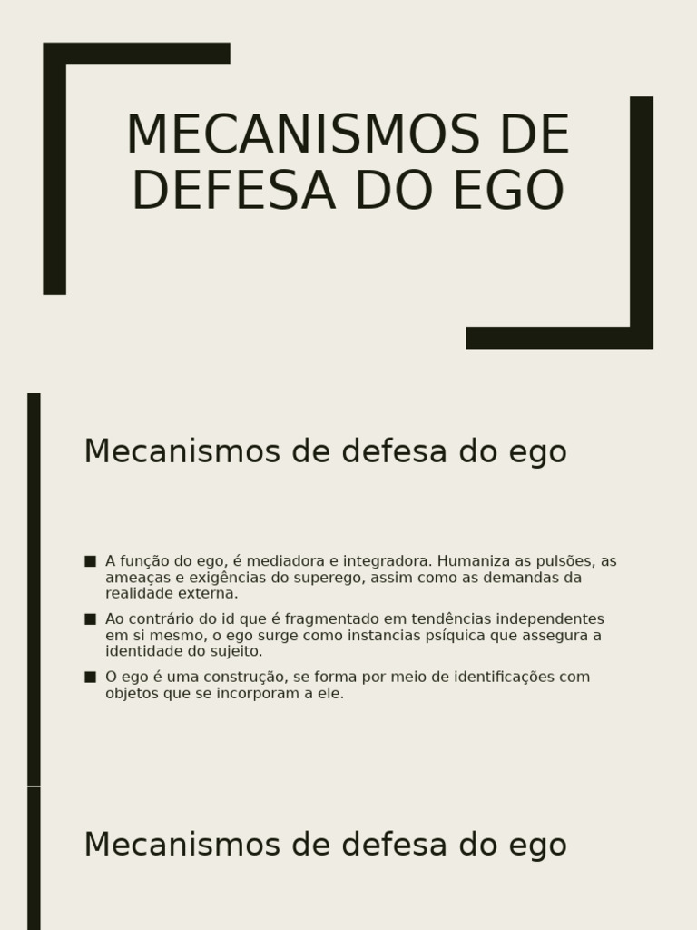 Mecanismos de Defesa do Ego | PDF | Autoimagem | Conceitos psicológicos