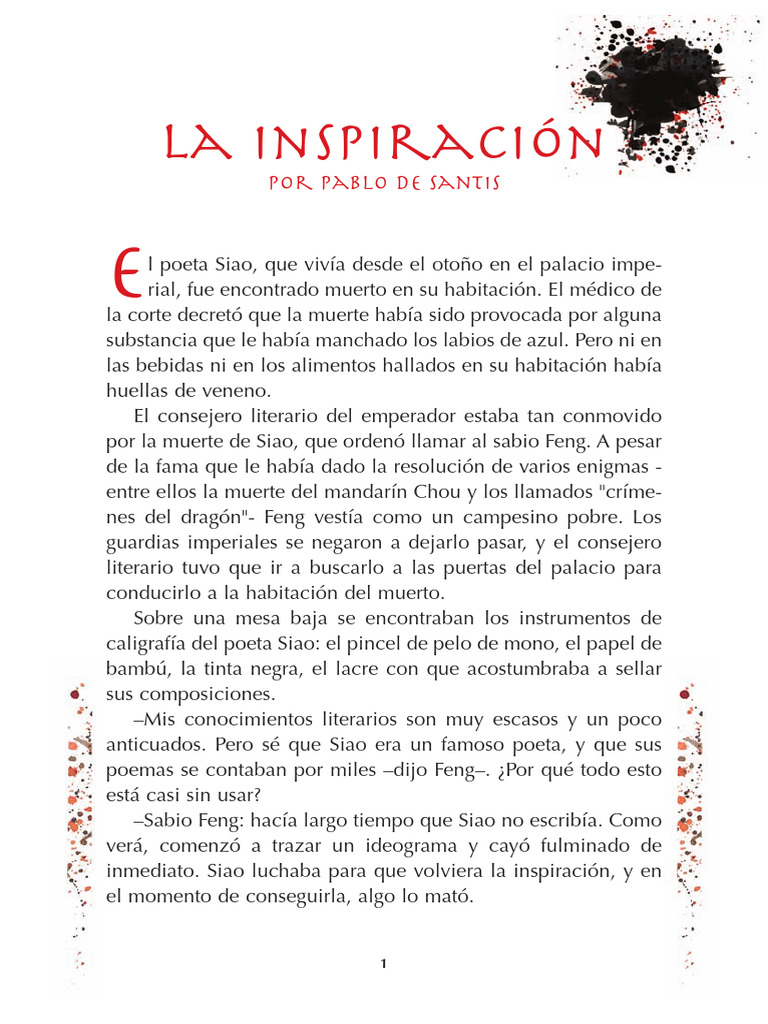 La Inspiración de Pablo de Santis | PDF