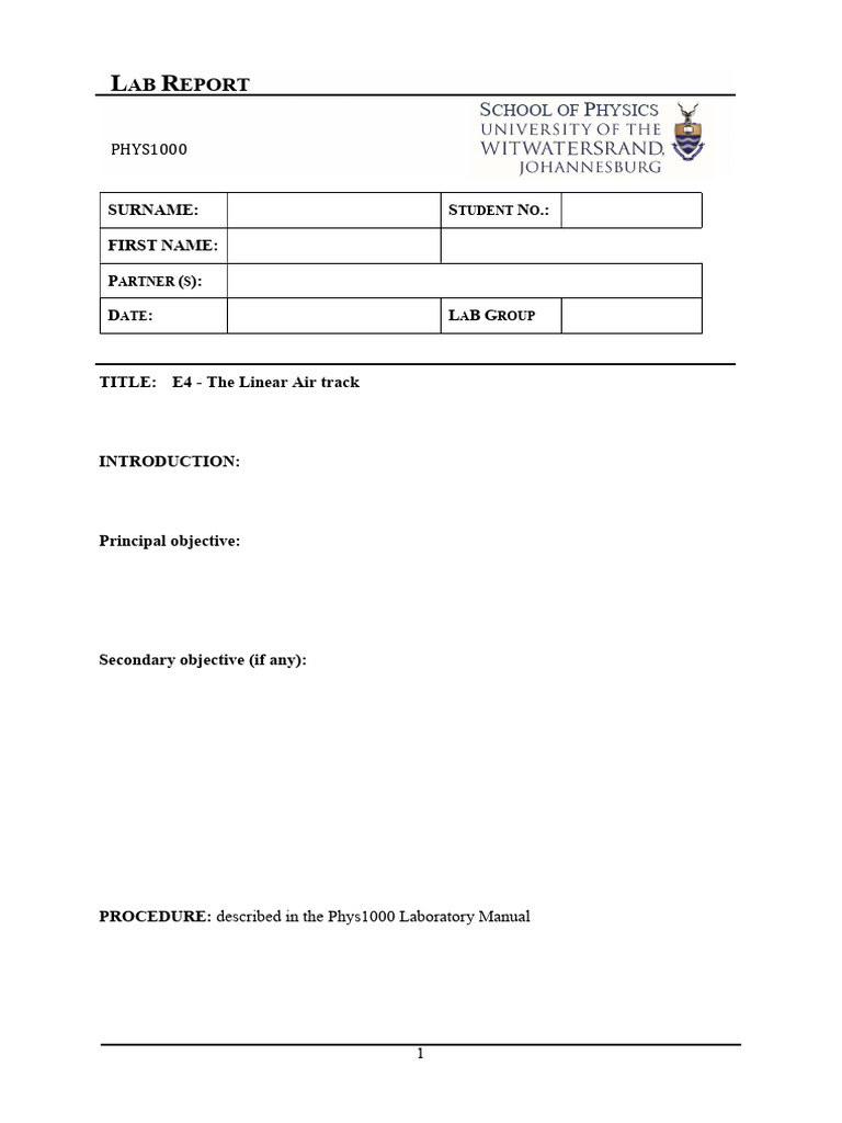 Linear Air Track Experiment Report | PDF | Collision | Mass
