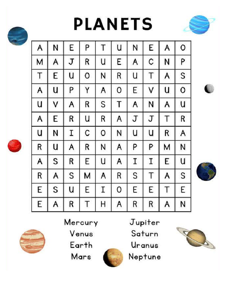 Sopa de Letras Planetas | PDF