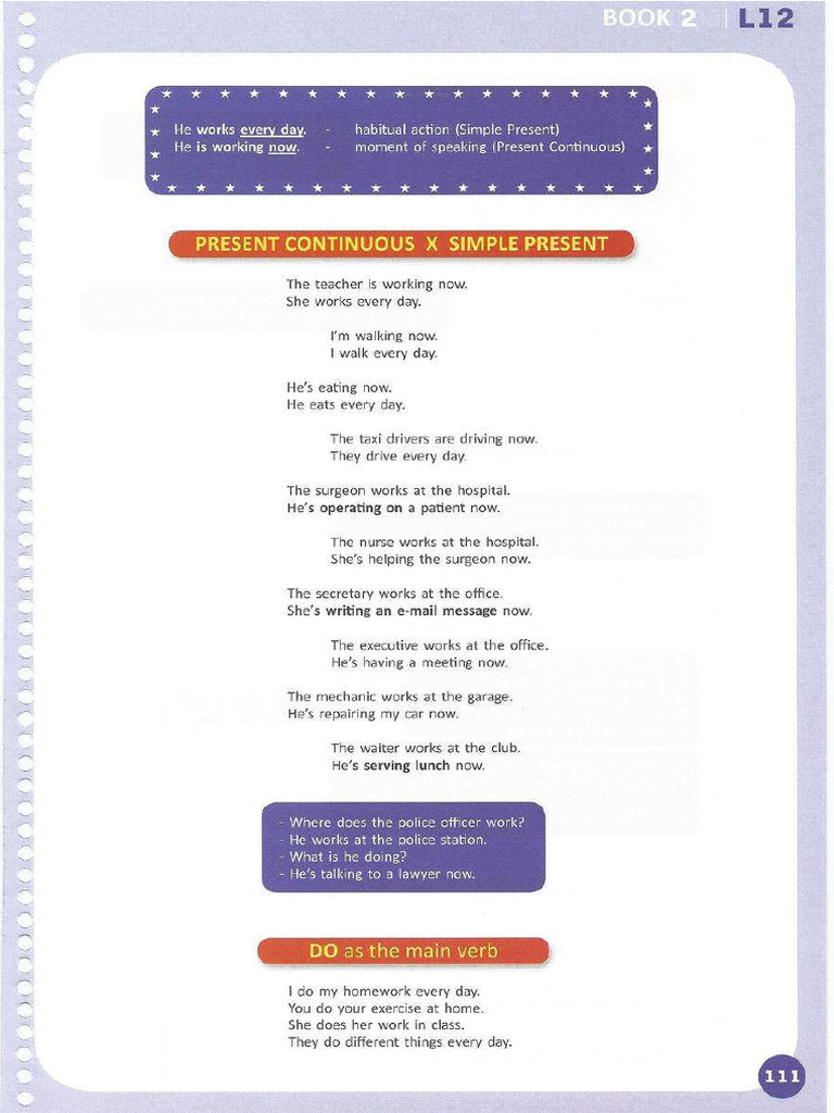 simple present and prepositions | PDF