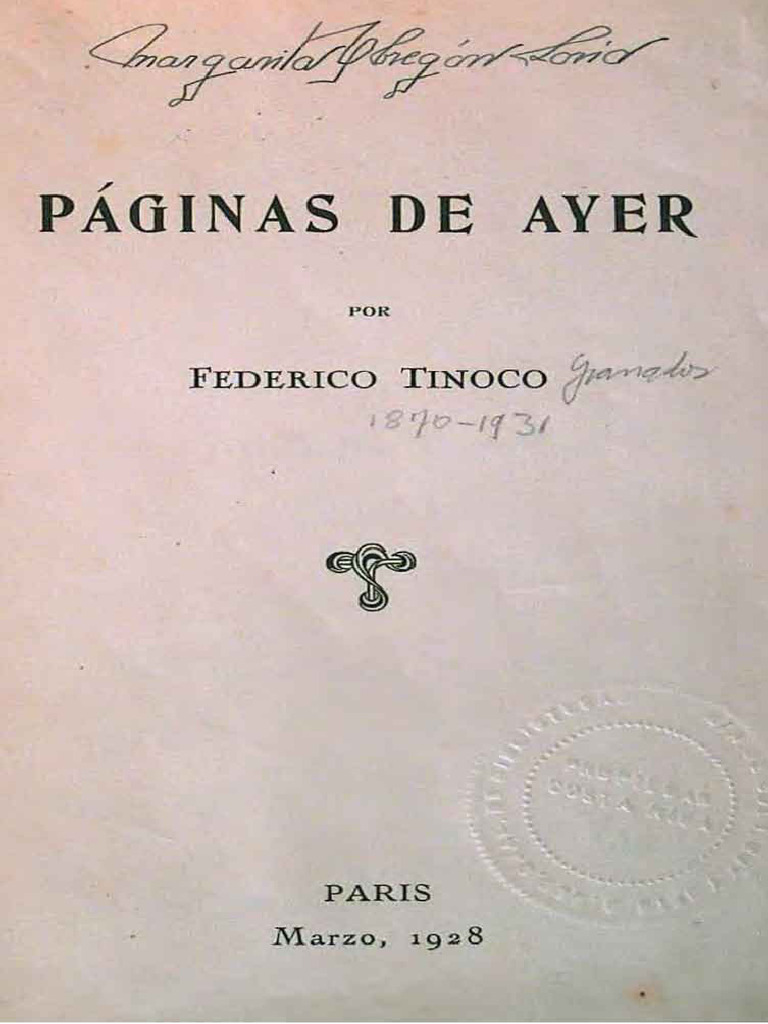 Paginas de Ayer - Federico Tinoco | PDF
