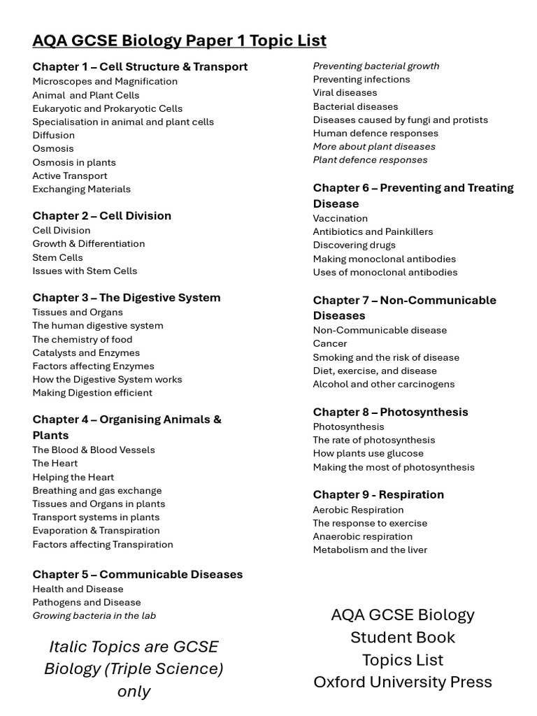 AQA GCSE Biology Paper 1 | PDF | Biology | Bacteria