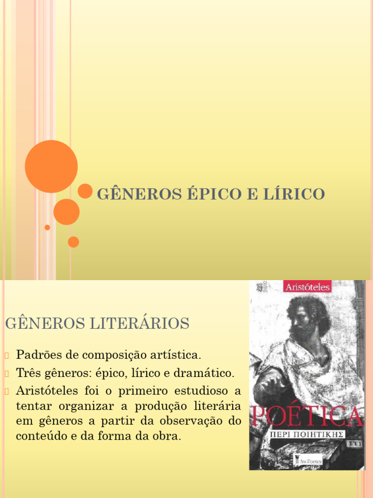 Gêneros Épico e Lírico na Literatura | PDF | Poesia épica | Poesia