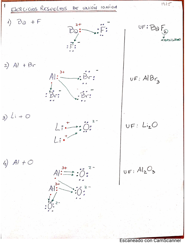 2) UQ - Unidad Fórmula - Nro Oxidacion - Ej Unión Iónica | PDF