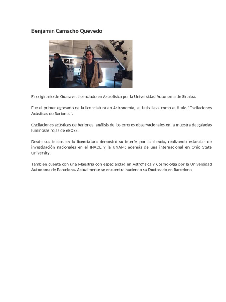 Benjamín Camacho Quevedo | PDF | Espacio exterior