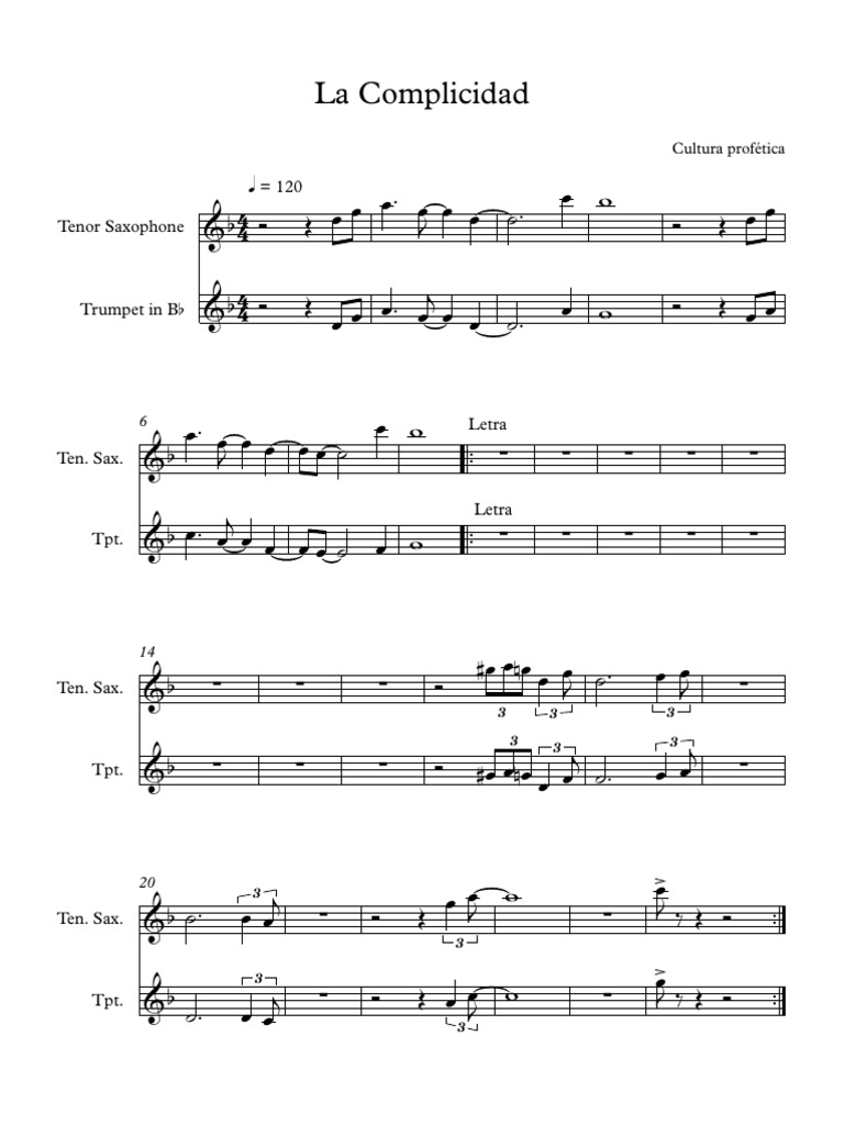 La Complicidad - Partitura Completa | PDF