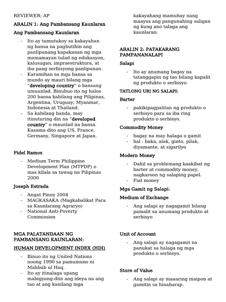 Reviewer AP 4th Quarter | PDF