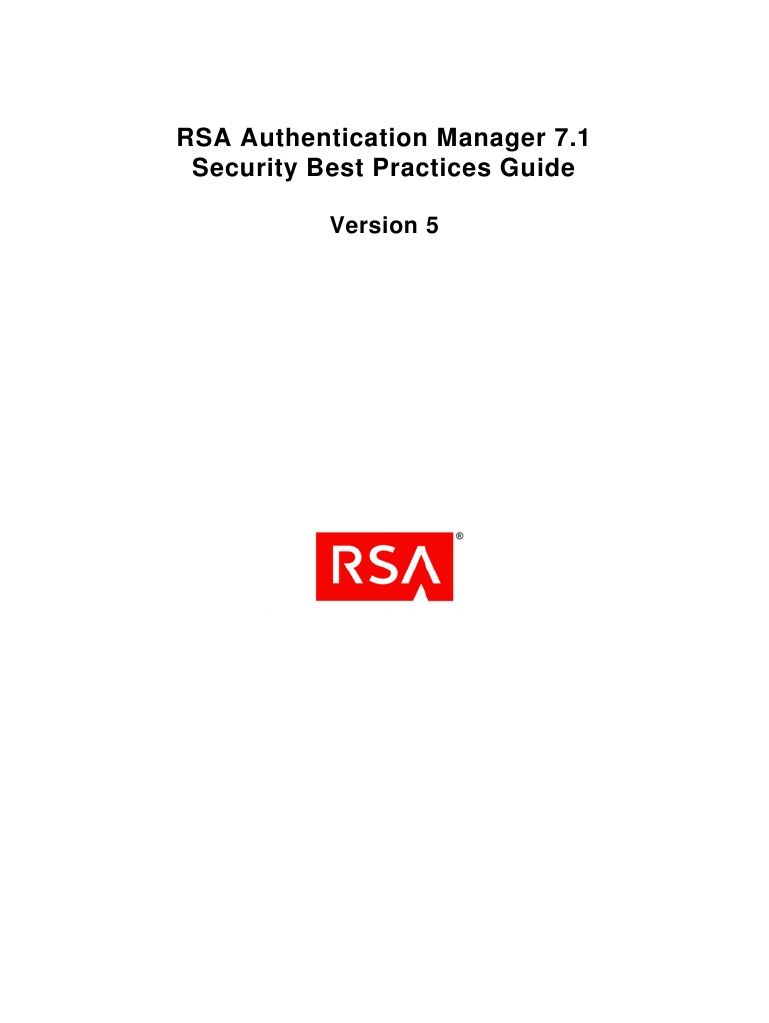 RSA Authentication Manager 7.1 Security Best Practices Guide | PDF | Password | Authentication