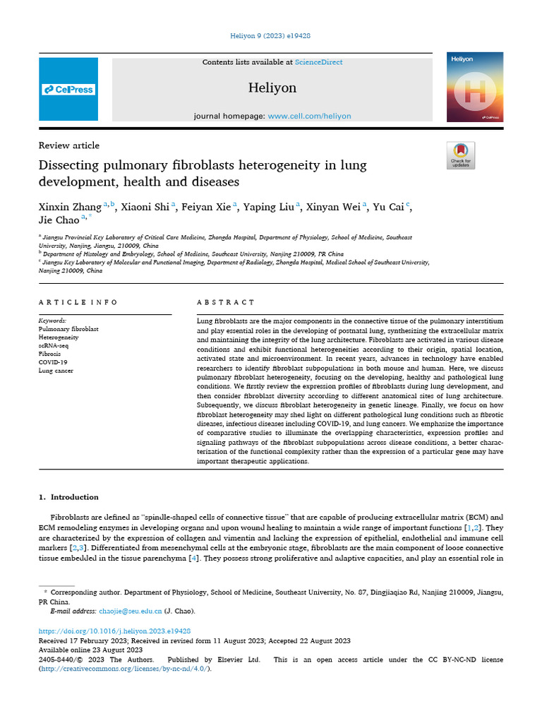 Zhang Et Al. - 2023 - Dissecting Pulmonary Fibroblasts Heterogeneity in ...