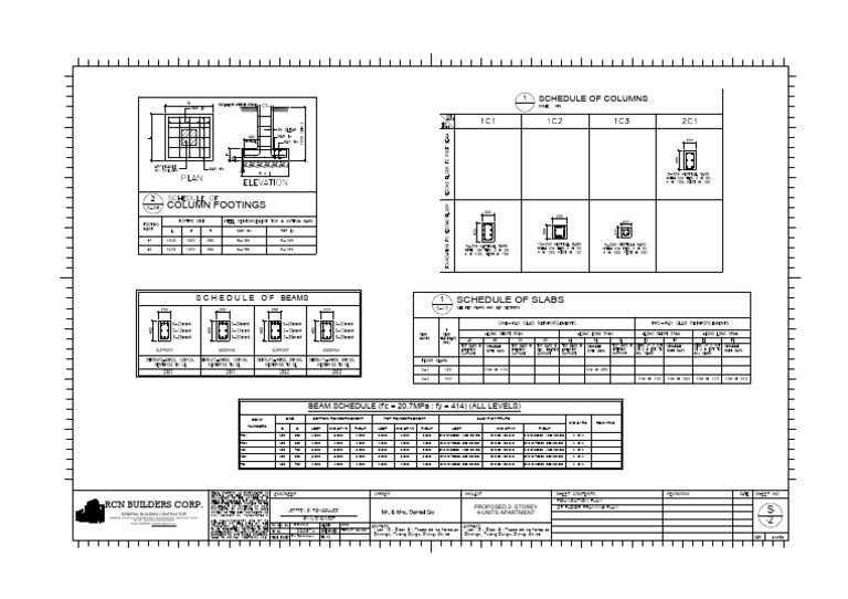 Structural Schedule for Column Footings | PDF | Structural Engineering ...