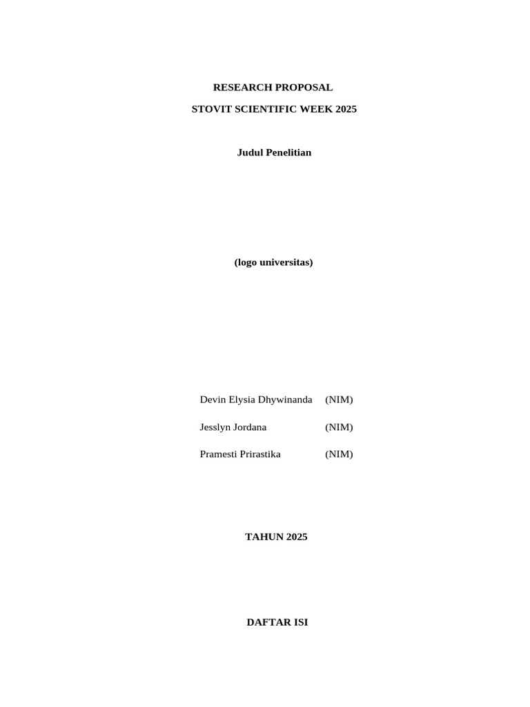Proposal Riset Stovit 2025 | PDF