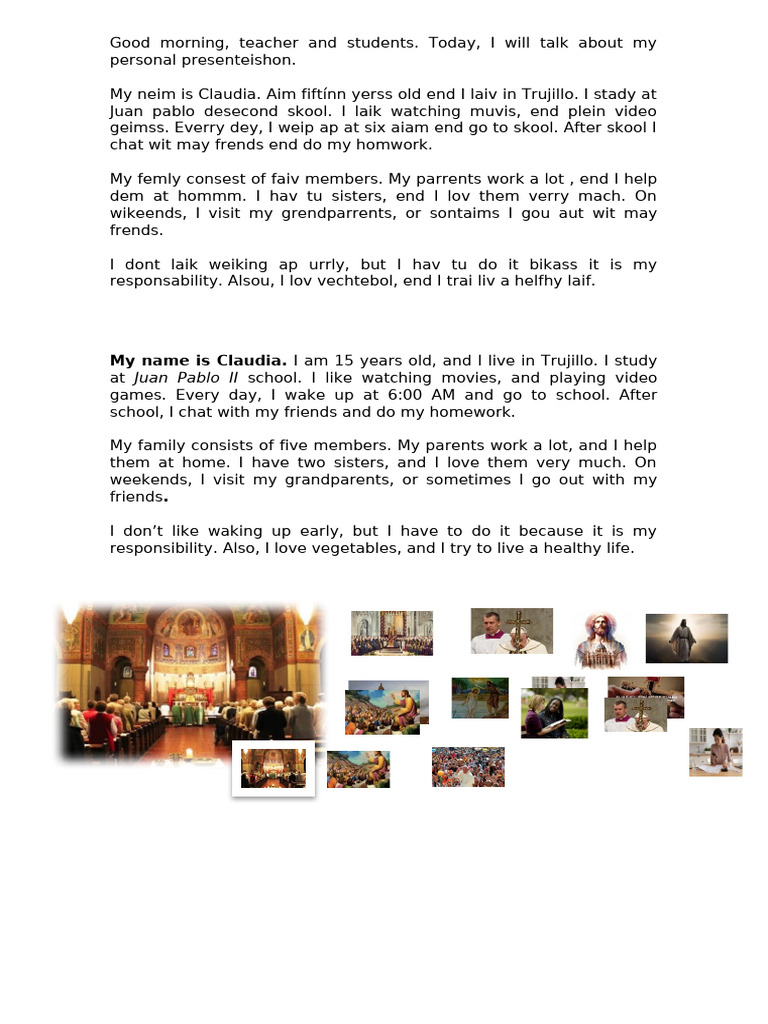 Claudia's Personal Presentation | PDF