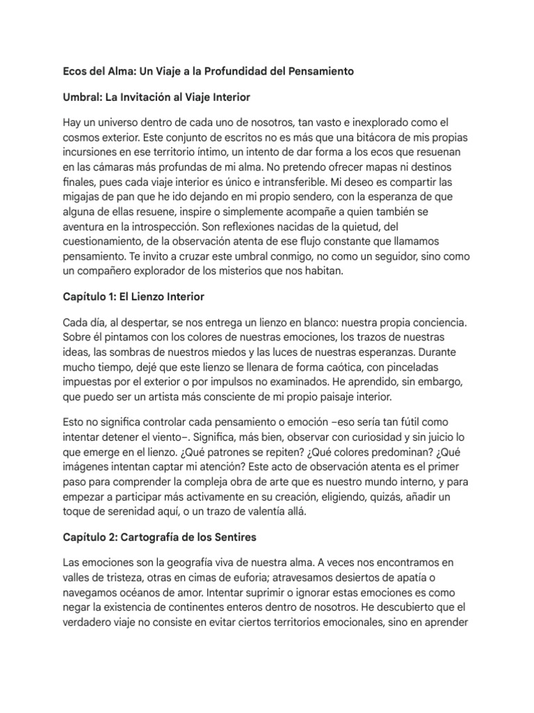 Ecos Del Alma - Un Viaje A La Profundidad Del Pensamiento | PDF | Amor ...