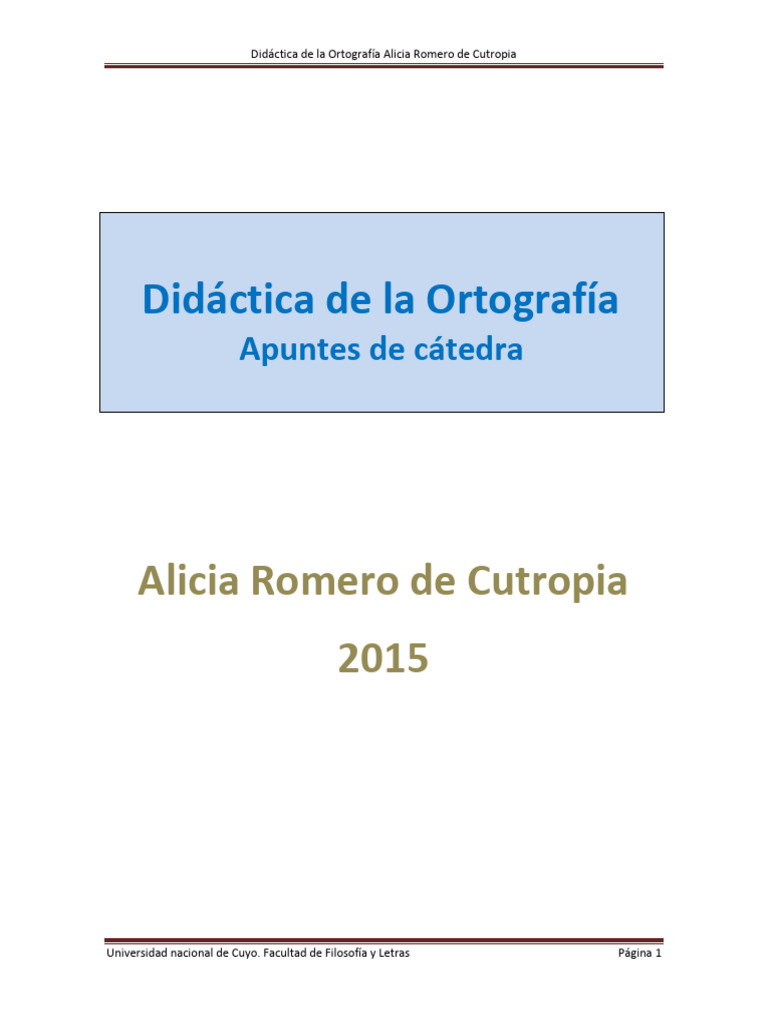 2 CUTROPIA Did Ctica de La Ortograf A 2015 | PDF | Ortografía | Alfabeto