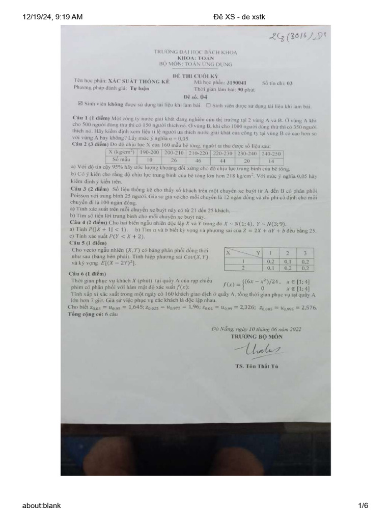 Đê XS - de XSTK | PDF