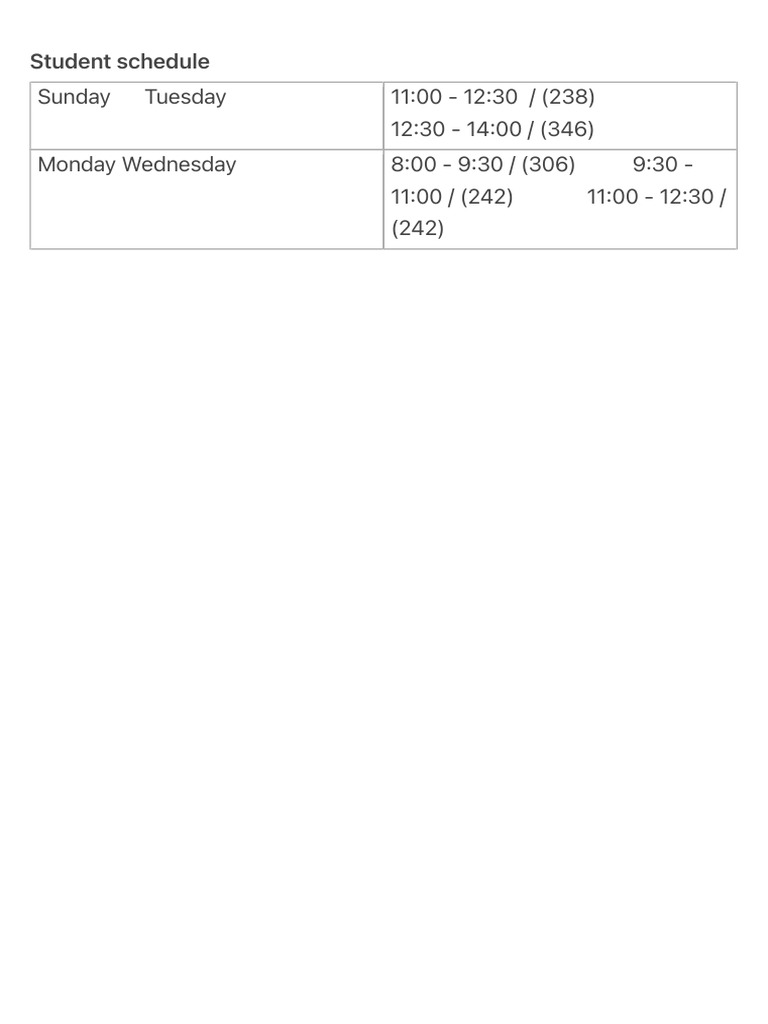 Student Schedule | PDF