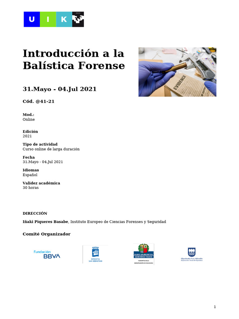 UIK-Introducción A La Balística Forense-2024!04!08 | PDF | Ciencia ...
