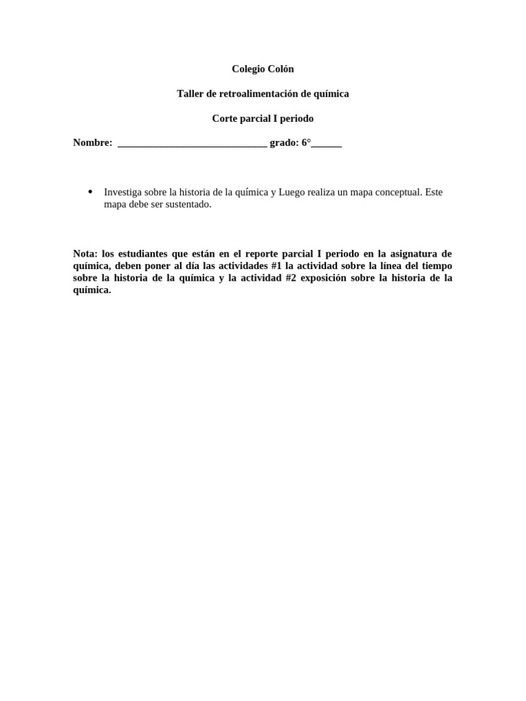 Taller Retroalimentacion 6Â° Corte Parcial I Periodo | PDF