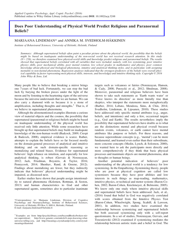 Understanding Physical Skills and Beliefs | PDF | Knowledge | Paranormal