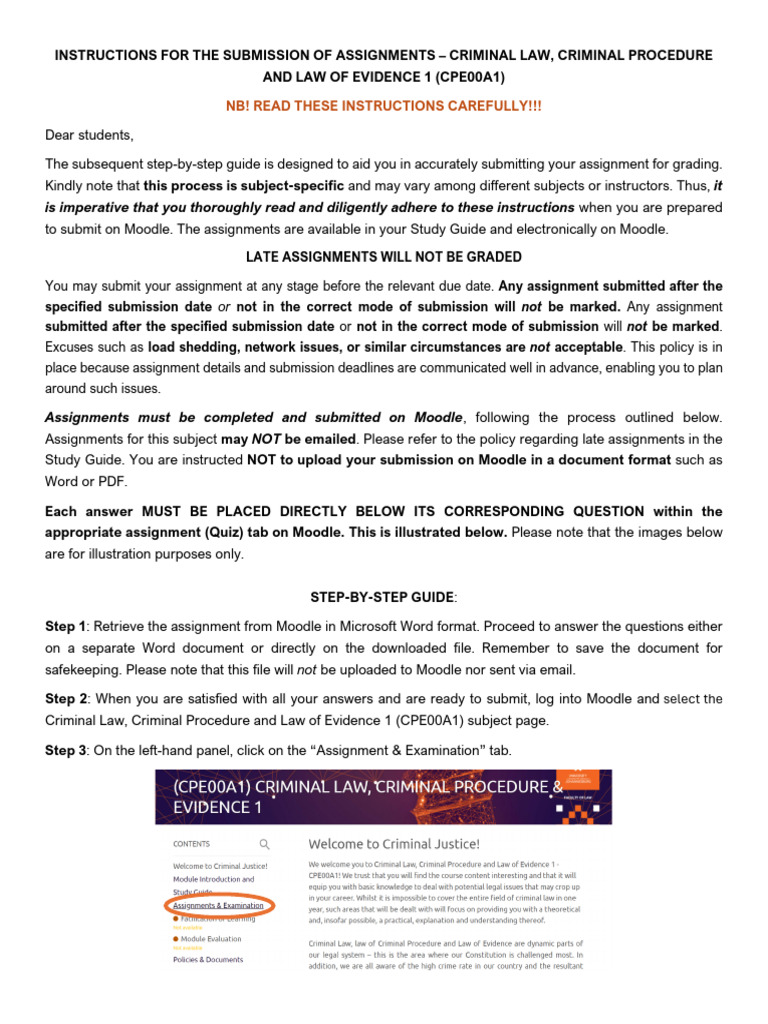 Instructions For The Submission of Assignments - Moodle | PDF ...