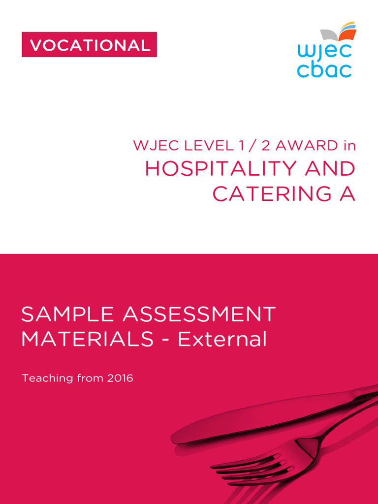 WJEC Hospitality & Catering Mark Scheme | PDF | Hotel | Restaurants