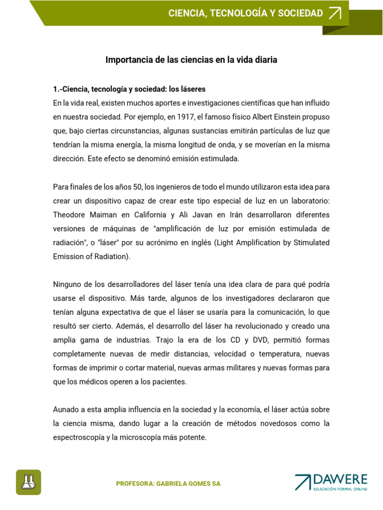 Impacto de la Ciencia en la Sociedad | PDF | Láser