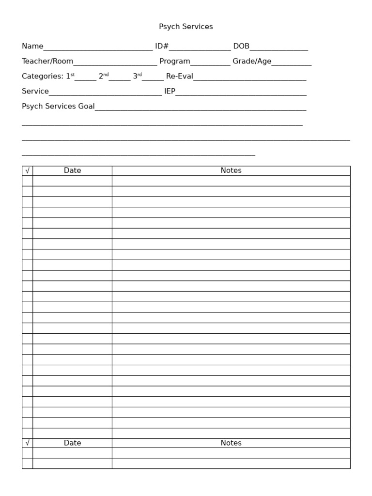 Psych Services Documentation Template | PDF
