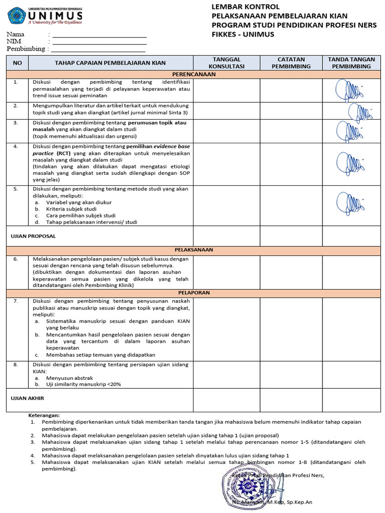 Lembar Kontrol Kian Ners | PDF