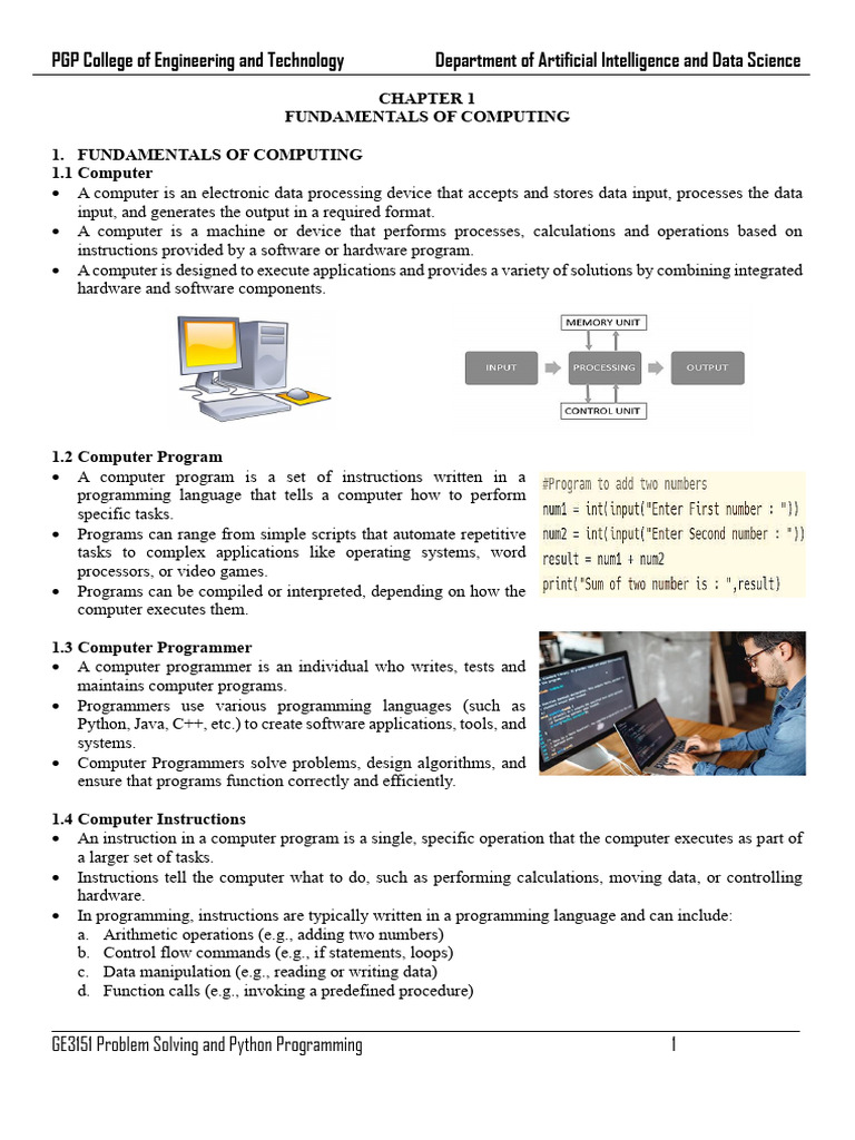 Chapter 1 FUNDAMENTALS OF COMPUTING | PDF | Computer Data Storage ...