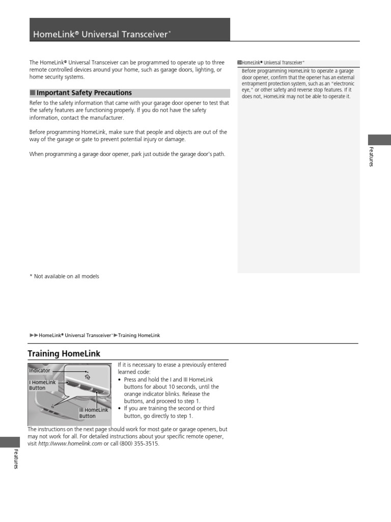 2020 Passport Homelink Remote System | PDF