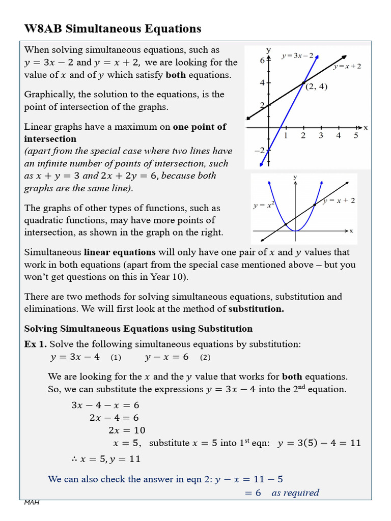 Solving Simultaneous Equations Guide | PDF | Equations | Algorithms