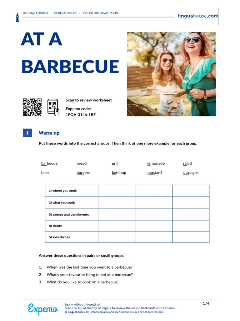 At A Barbecue British English Student A2 B1 | PDF