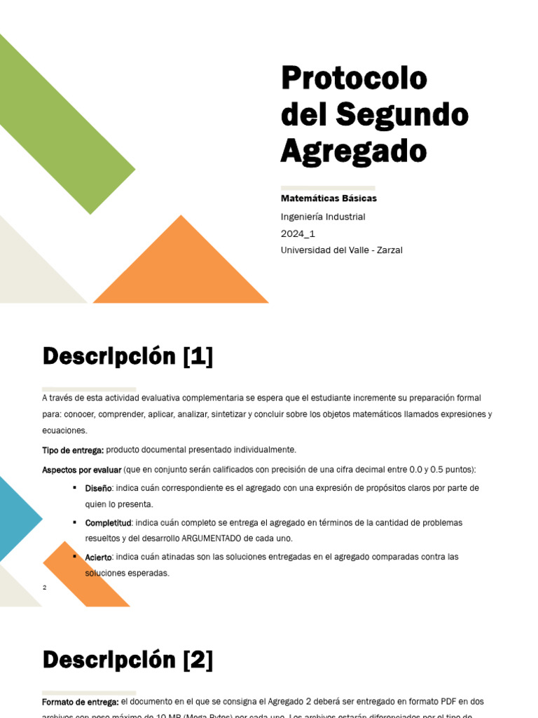 Protocolo SEGUNDO - AGREGADO Mat - BAS Ing - IND 2024 - 1 | PDF | Matemáticas